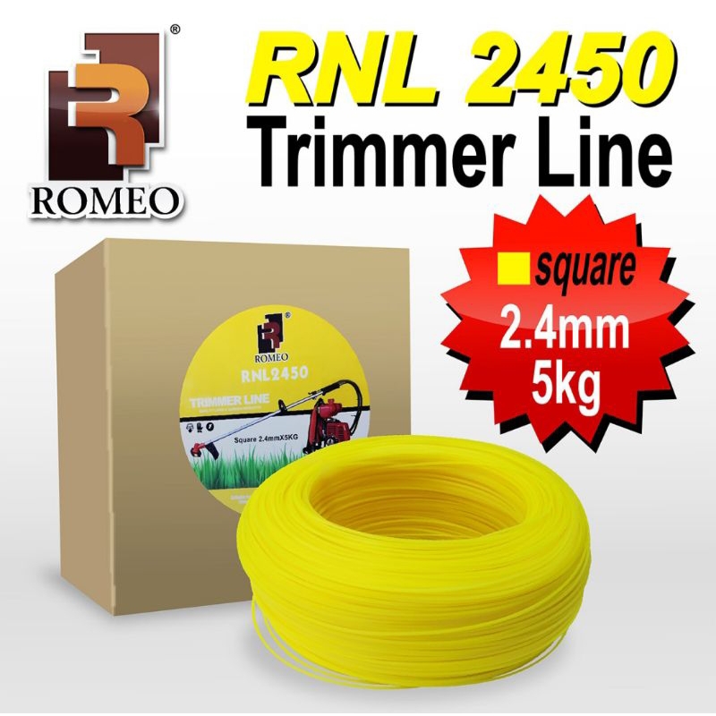 ROMEO 2.4MM x 5KG SQUARE MONO TWINE (YELLOW) TALI MESIN RUMPUT | Shopee ...