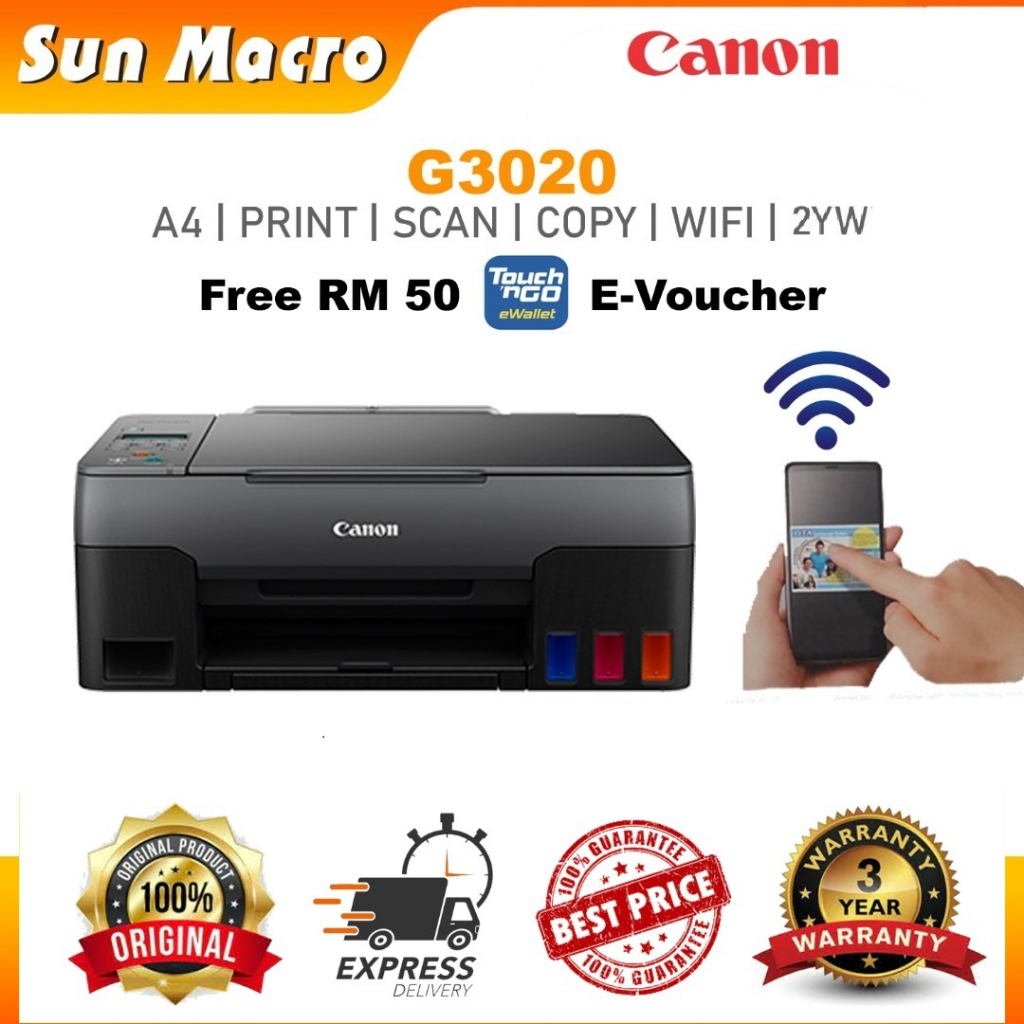 CANON G3020 WIRELESS INK TANK PRINTER (INCLUDES FULL SET ORI INK ...