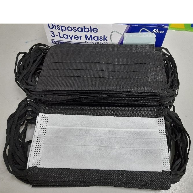 [[my READY STOCK]ADULT BLACK AND WHITE EARLOOP 3 PLY DISPOSABLE FACE ...