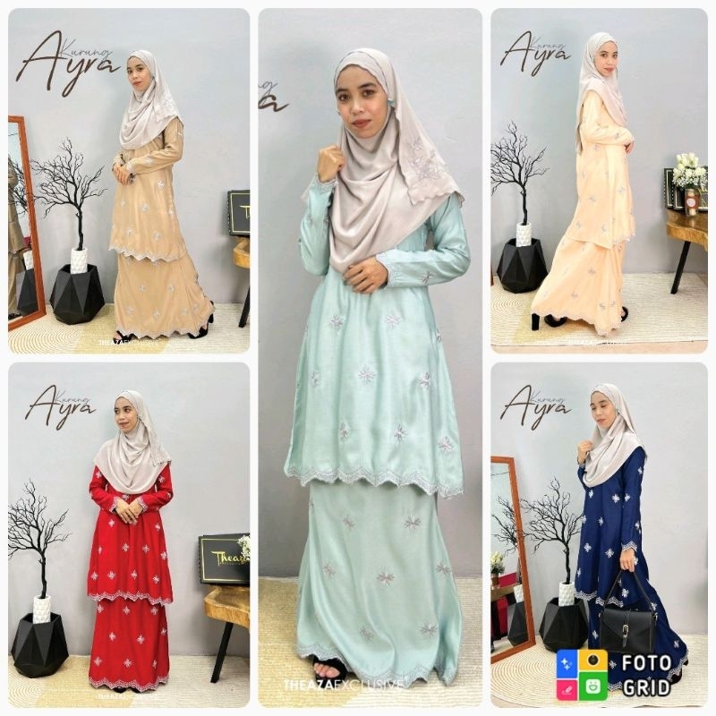 Baju Kurung Sulam Tenun Ayra Bf Friendly By Theaza | Shopee Malaysia