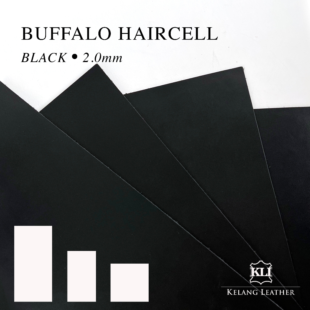 LEATHER PANELS Buffalo Haircell 2.0mm BLACK Genuine Buffalo Kerbau ...