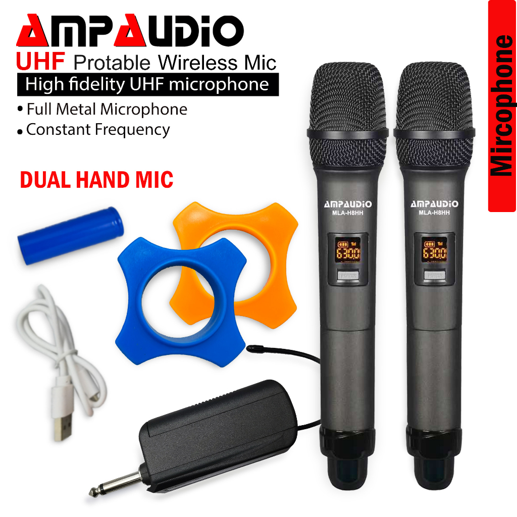 Karaoke Wireless Microphone AMPAUDIO Professional UHF Wireless ...