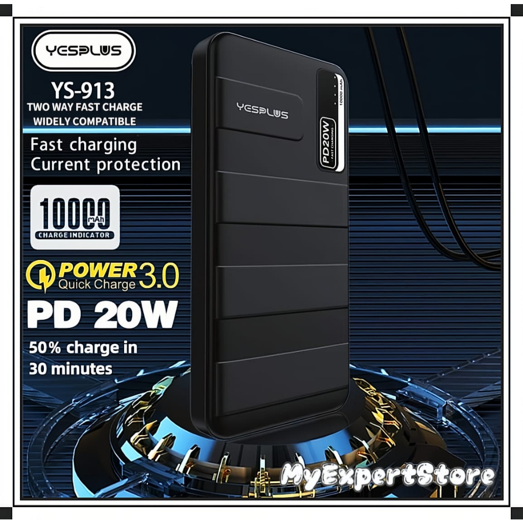 Yesplus YS-913 YS913 YS 913 Black PD20W + USB Power Quick Charge 3.0 ...