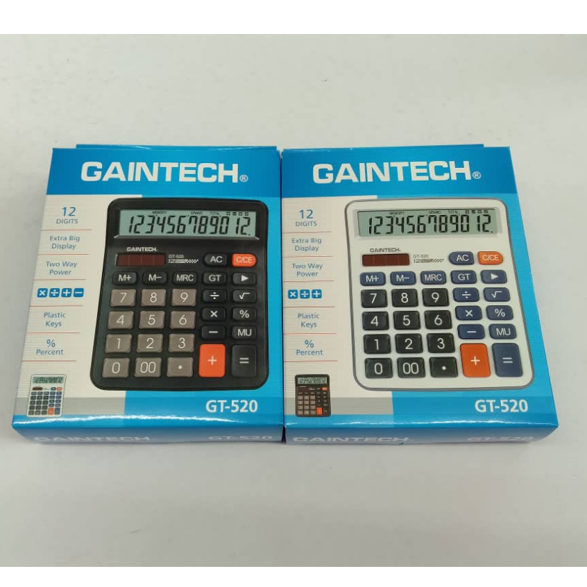 Gaintech GT-520 Calculator 12digit (Brown / White) | Shopee Malaysia