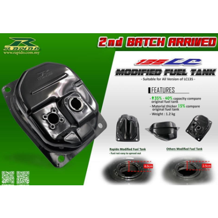 100% RAPIDO YAMAHA LC135 LC V1-V8 BIG PETROL TANK 5.5L PREMIUM QUALITY ...
