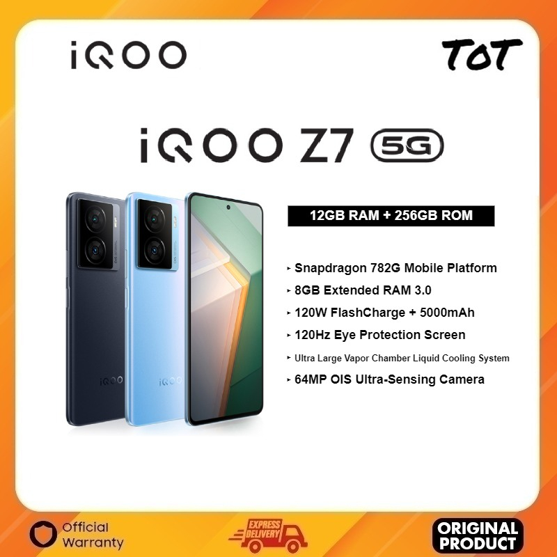 iQOO Z7 5G (8GB+128GB/12GB+256GB) 120W FlashCharge | Snapdragon 782G | 8GB Extended RAM | 64MP ...
