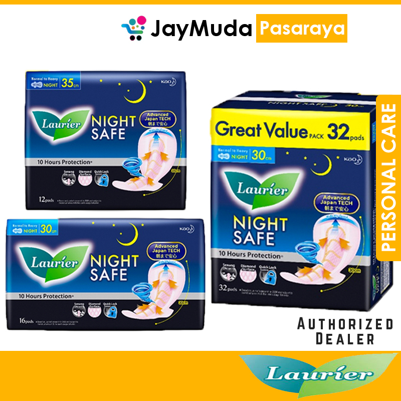 Laurier Night Safe Wing 35cm 30cm Maxi 10Hours Protection Advanced ...