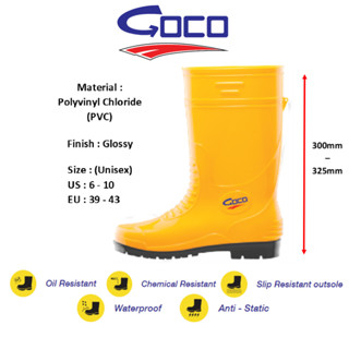 Goco 968 Black & Yellow Rain Boots | Rubber Boot | Kasut But Hujan ...
