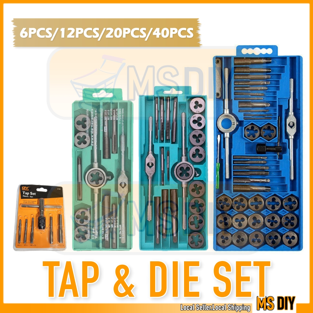 6/12/20/40Pcs Metric Thread Hand Tap Wrench and Die Pro Set M3-M12 Screw Thread Plugs Straight ...