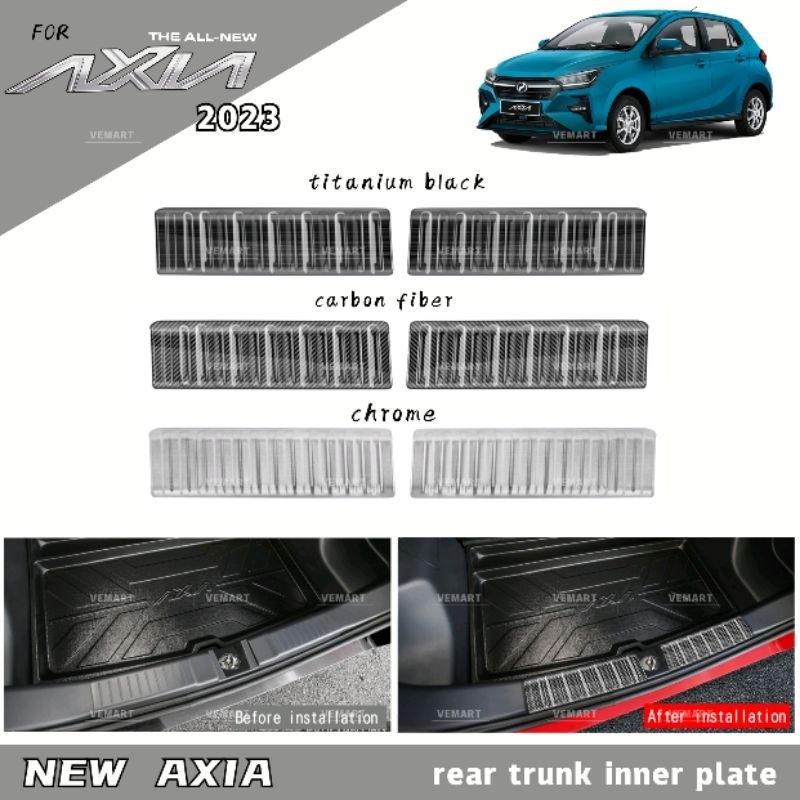Vemart Perodua axia new 2023 car rear trunk sill plate stainless steel ...