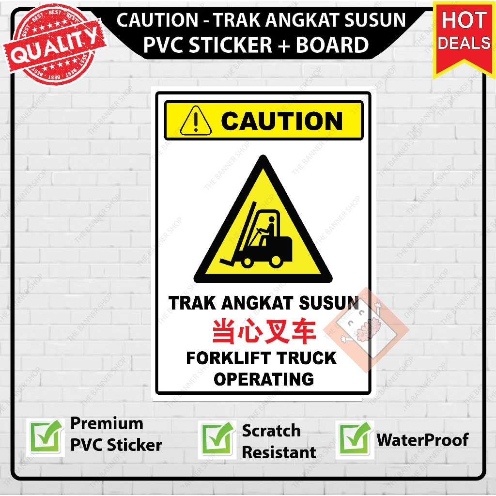 ⚠️Caution Trak Angkat Susun Signage PVC Sticker + Board | Shopee Malaysia