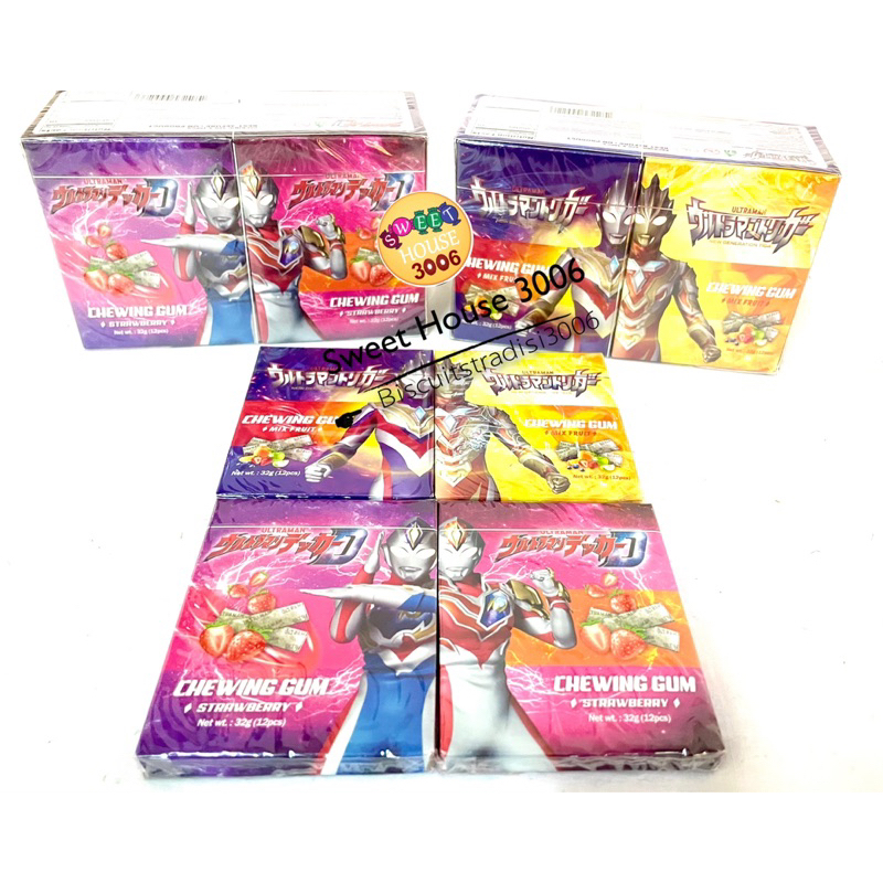 YLF 32g Ultraman Chewing Gum Mix Fruit Strawberry Flavour Childhood Snack | Shopee Malaysia