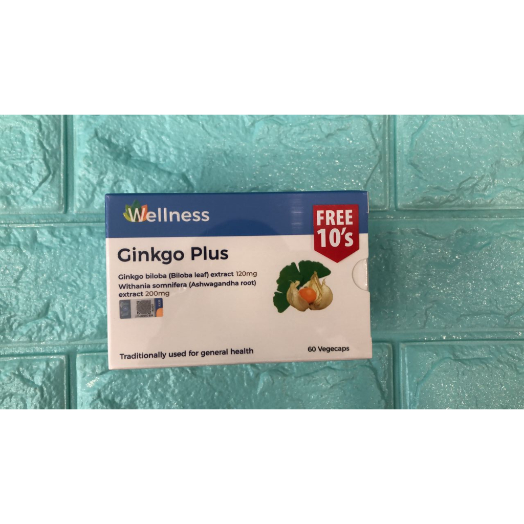 Wellness Ginkgo Plus (For Blood Circulation) 60's x2 FOC 10 vegecaps ...
