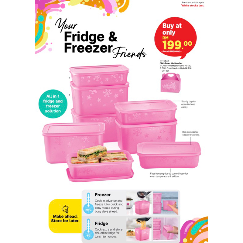 Tupperware Chill Freeze Medium Gift Box Set (8pcs) | Shopee Malaysia