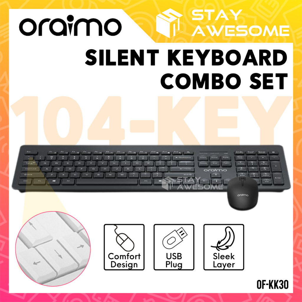 ORAIMO Full Size 104-Key Slim Silent Keyboard Number Pad And Mouse Set ...