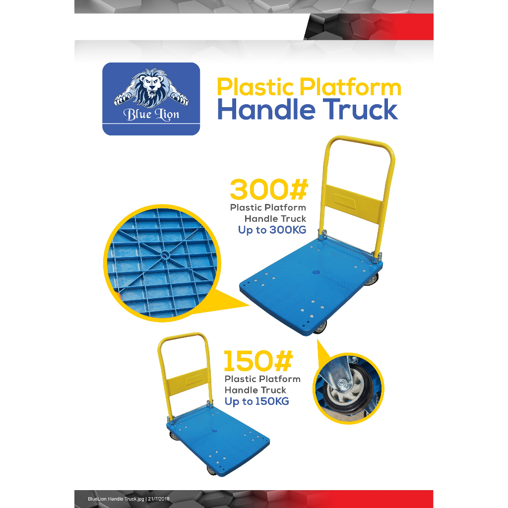 [ORIGINAL BLUE LION] PVC Platform Hand Truck Trolley Foldable Yellow ...