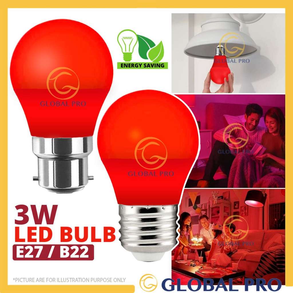 3W RED LED Bulb Energy Saving Red Bulb Party Decoration Porch Home ...