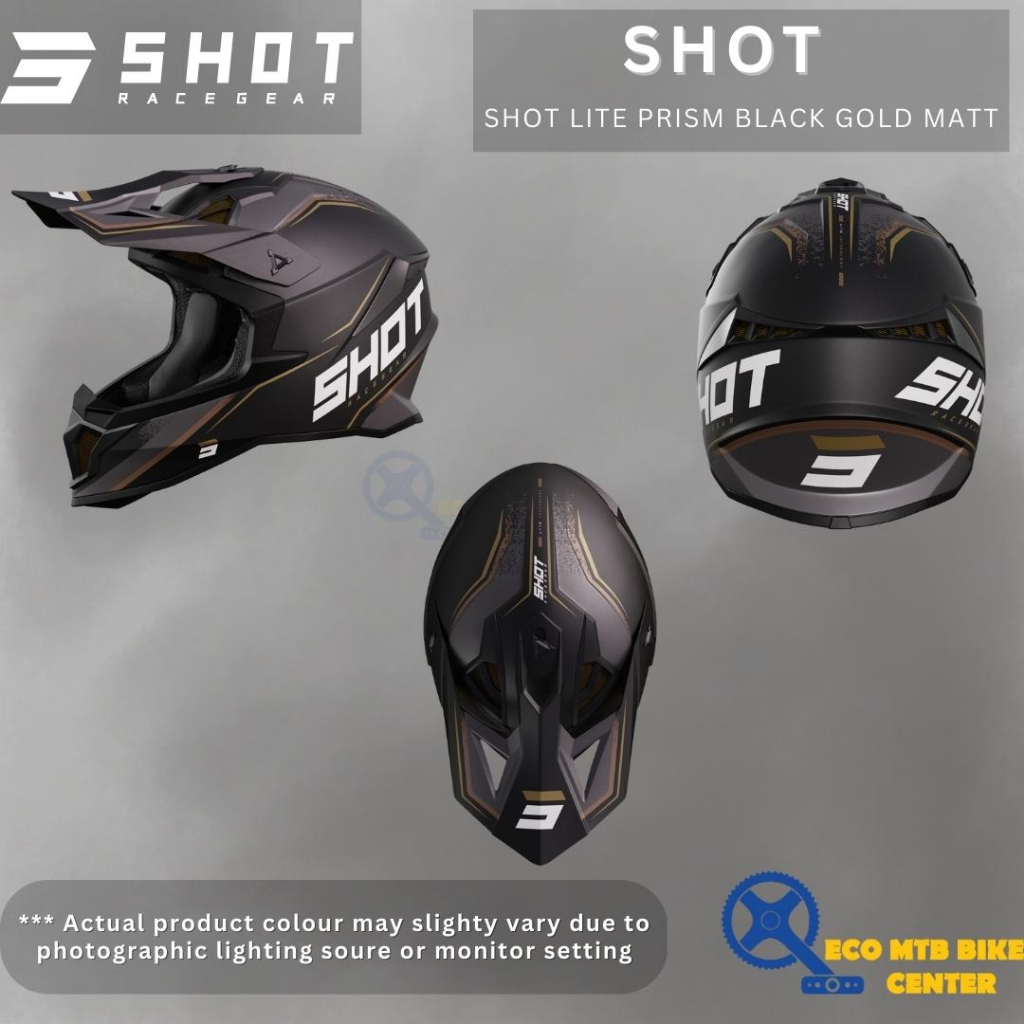 SHOT HELMET LITE PRISM BLACK GOLD MATT | Shopee Malaysia