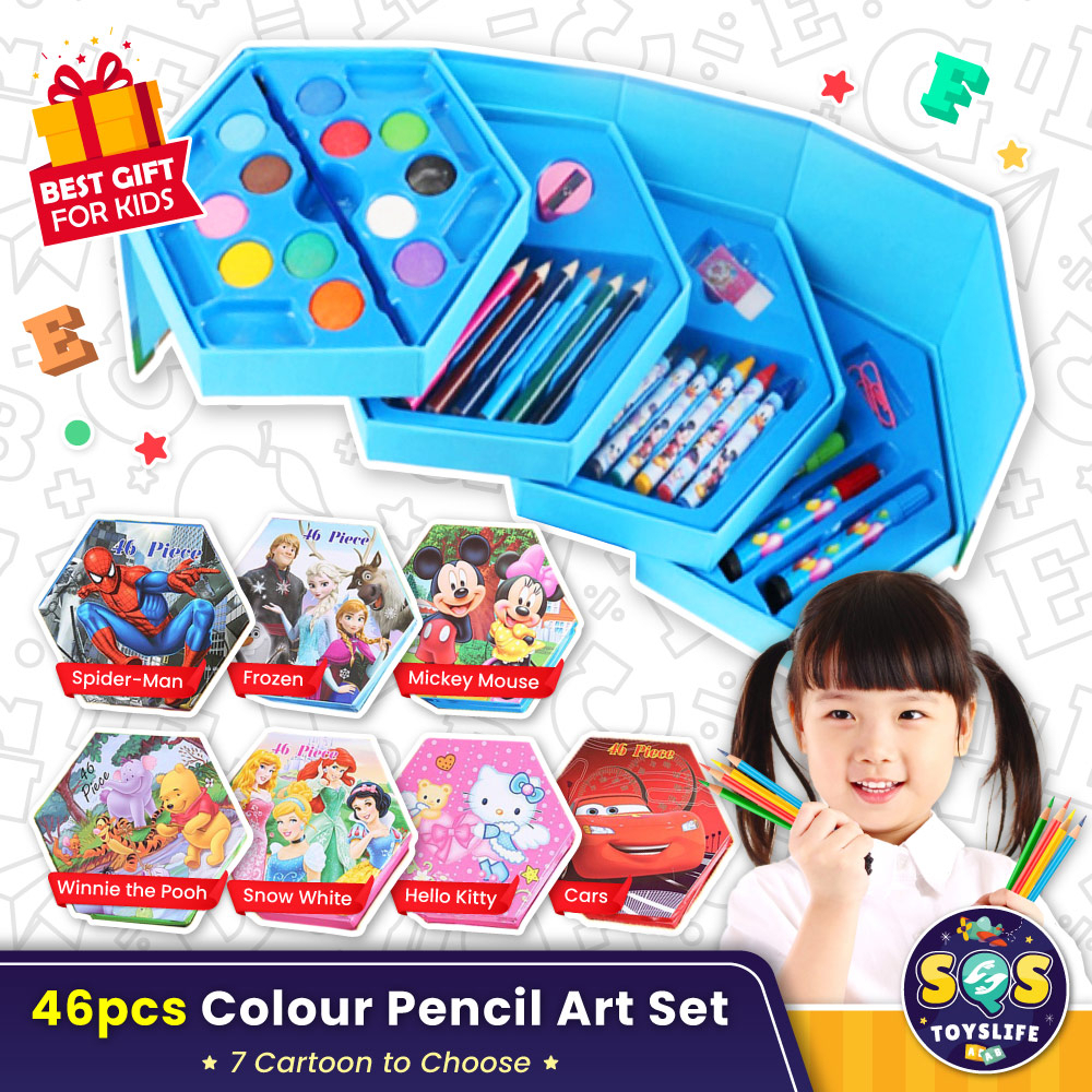 46in1 Kids Drawing Stationary Set Colour Pencil Set Crayon Watercolor ...