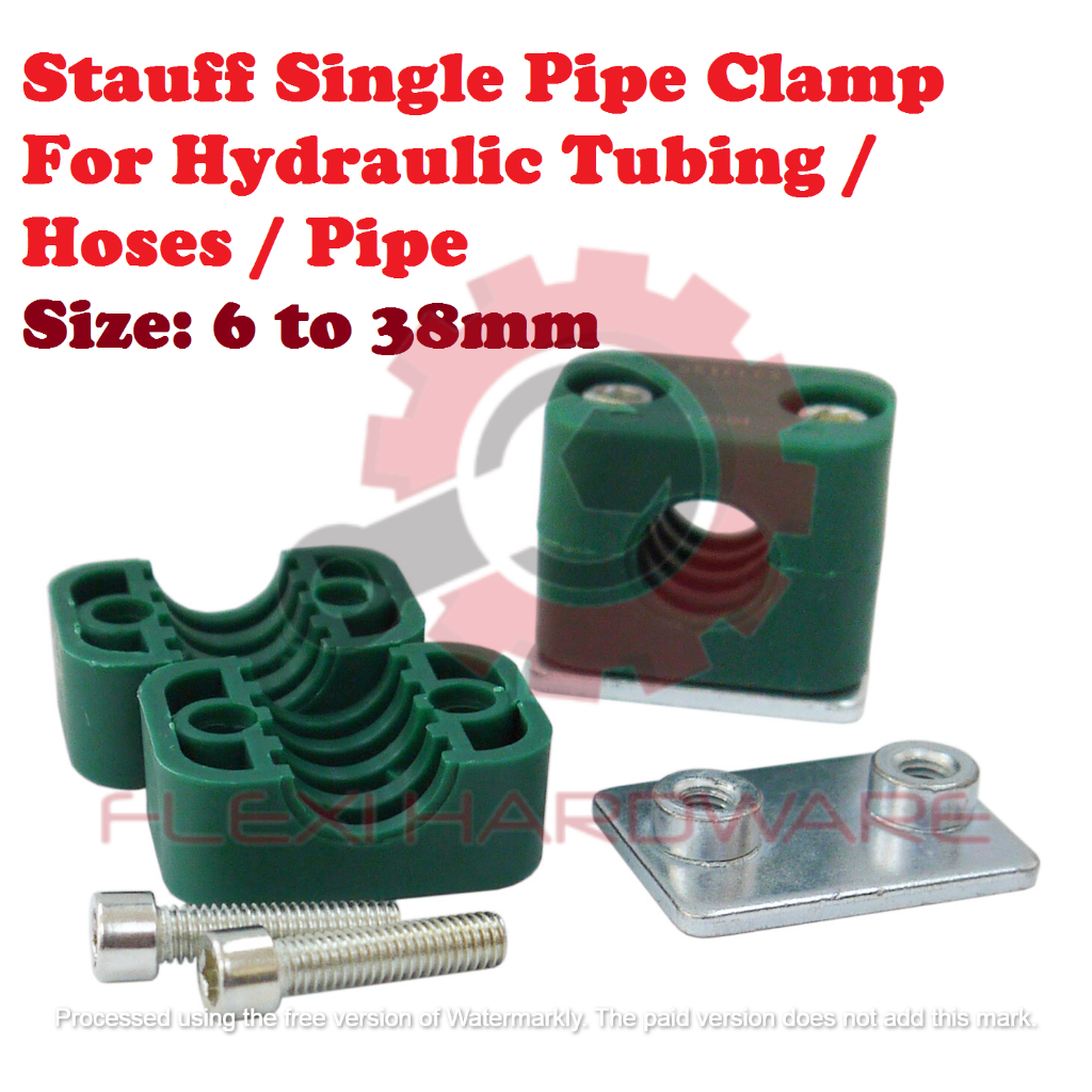 Stauff Green Single Pipe Clamp 6 to 38mm For Hydraulic Tubing / Hoses ...