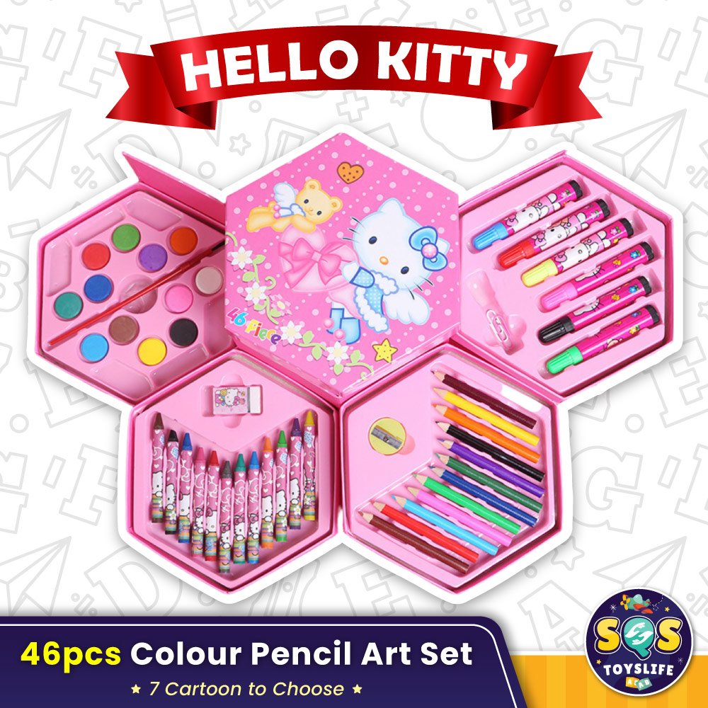 46in1 Kids Drawing Stationary Set Colour Pencil Set Crayon Watercolor ...