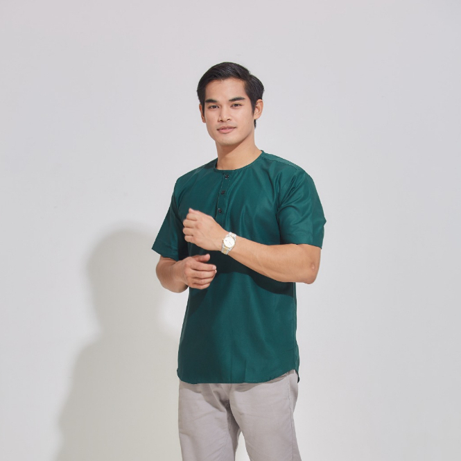 MIKANIA Kurta Raya warna Emerald Green Short Sleeve | Shopee Malaysia