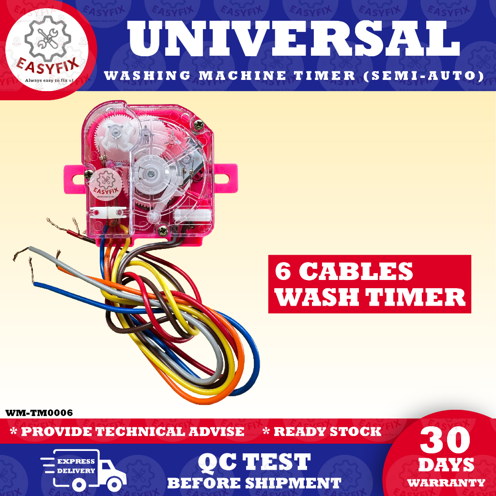 (6 CABLES) UNIVERSAL SPIN TIMER WASHING MACHINE SEMI-AUTO SPIN TIMER TIMER MESIN BASUH | Shopee ...