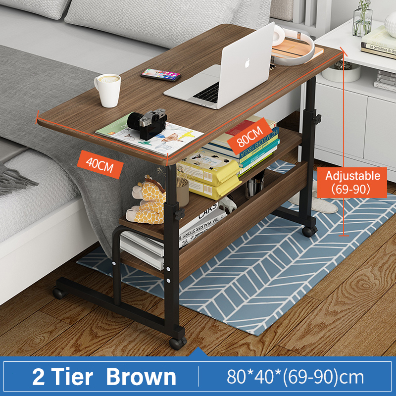 DO Adjustable Height Lifting Table with Wheel Bedside Laptop Table ...