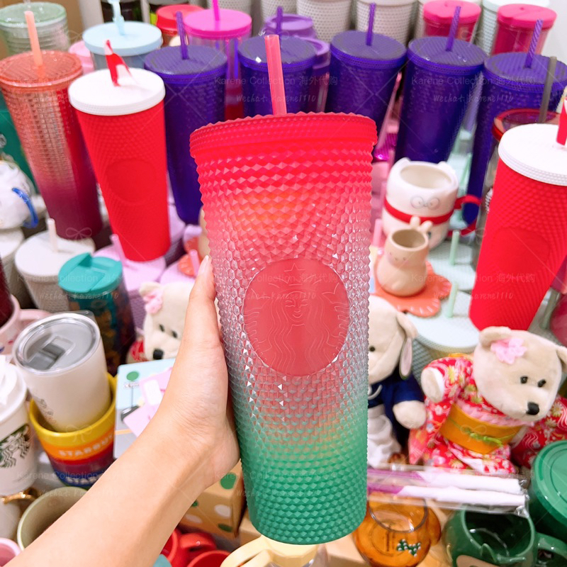 [ReadyStock]Starbucks Summer Animals Taiwan 2023 Collection Ombre Blink Studded Cold Cup 710ml ...