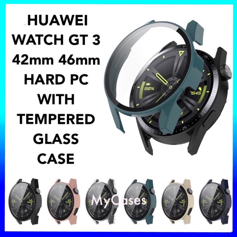 Huawei Watch GT3 42mm GT3 46mm Hard PC With Tempered Glass Case Full ...