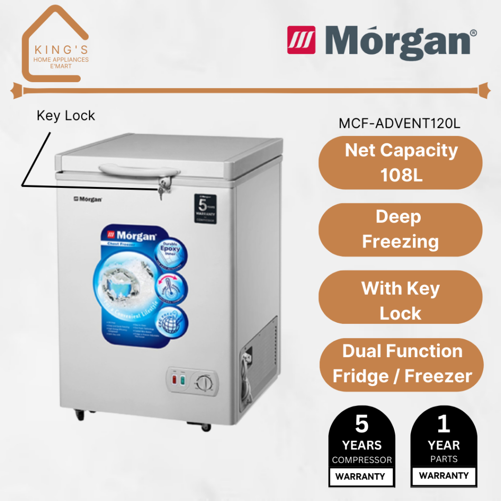 Morgan 108L 2-IN-1 Chest Freezer (MCF-ADVENT120L) Peti Sejuk Bekul ...