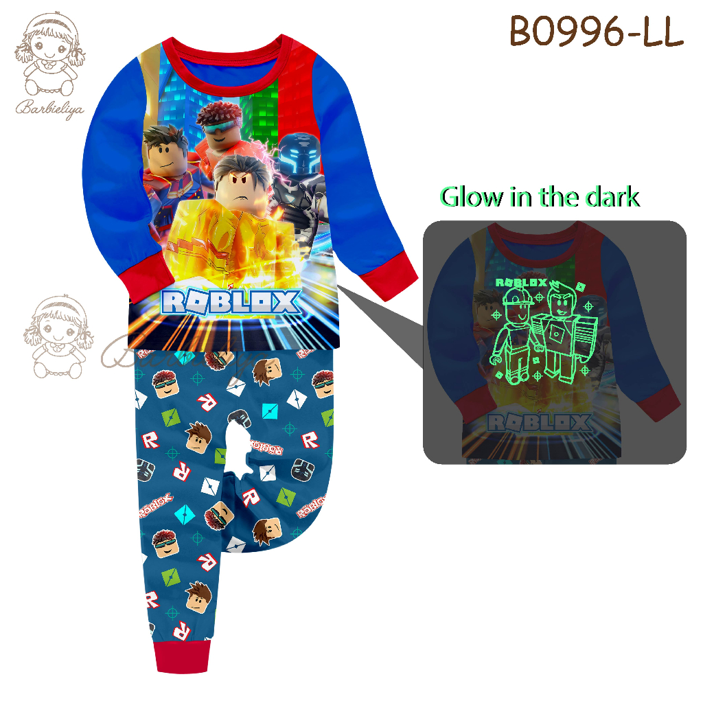 Barbieliya B0996LL Roblox Glow In The Dark Boy Pyjamas (3/4y) | Shopee ...