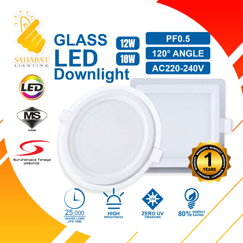 [ SIRIM ] LED Glass Downlight Lampu Siling Light Cool Glass Home Tools ...