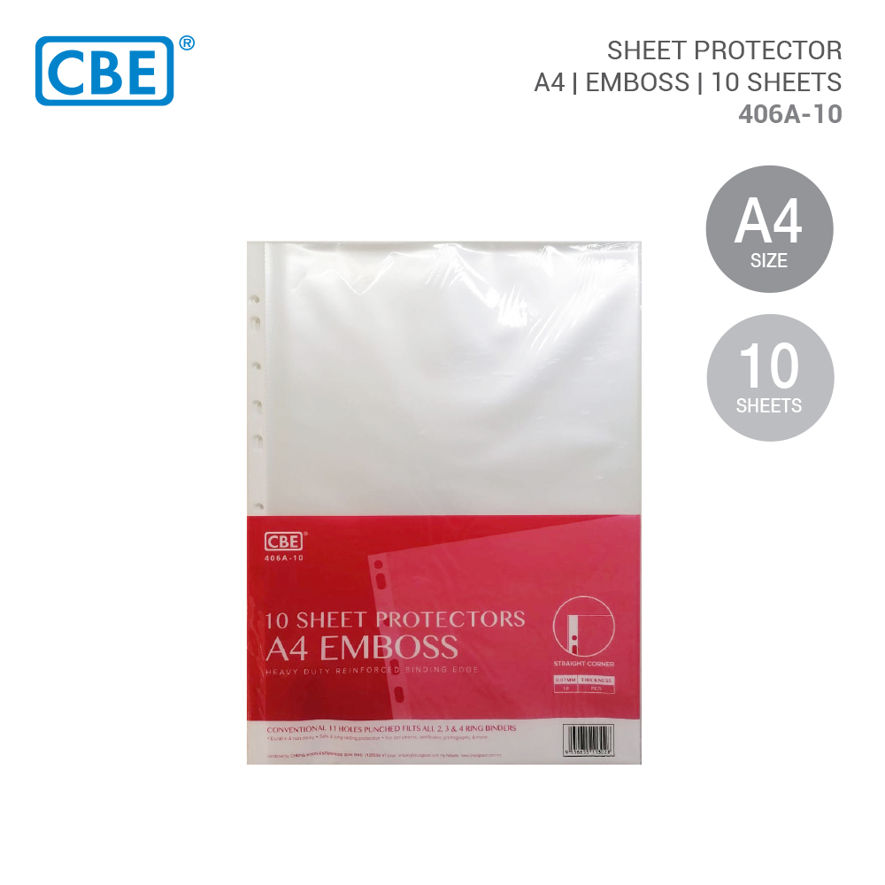 CBE 406A-10/ 406A-50 Sheet Protector EMBOSS A4 | 10 Sheets/ 50 Sheets ...