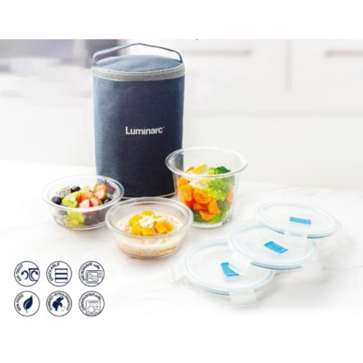 Luminarc S4P Pure Box Round Glass Lunch Box Container with Thermal ...