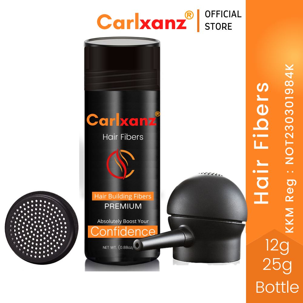 Carlxanz Hair Fiber with Spray Applicator Serbuk Lebatkan Rambut Gugur ...
