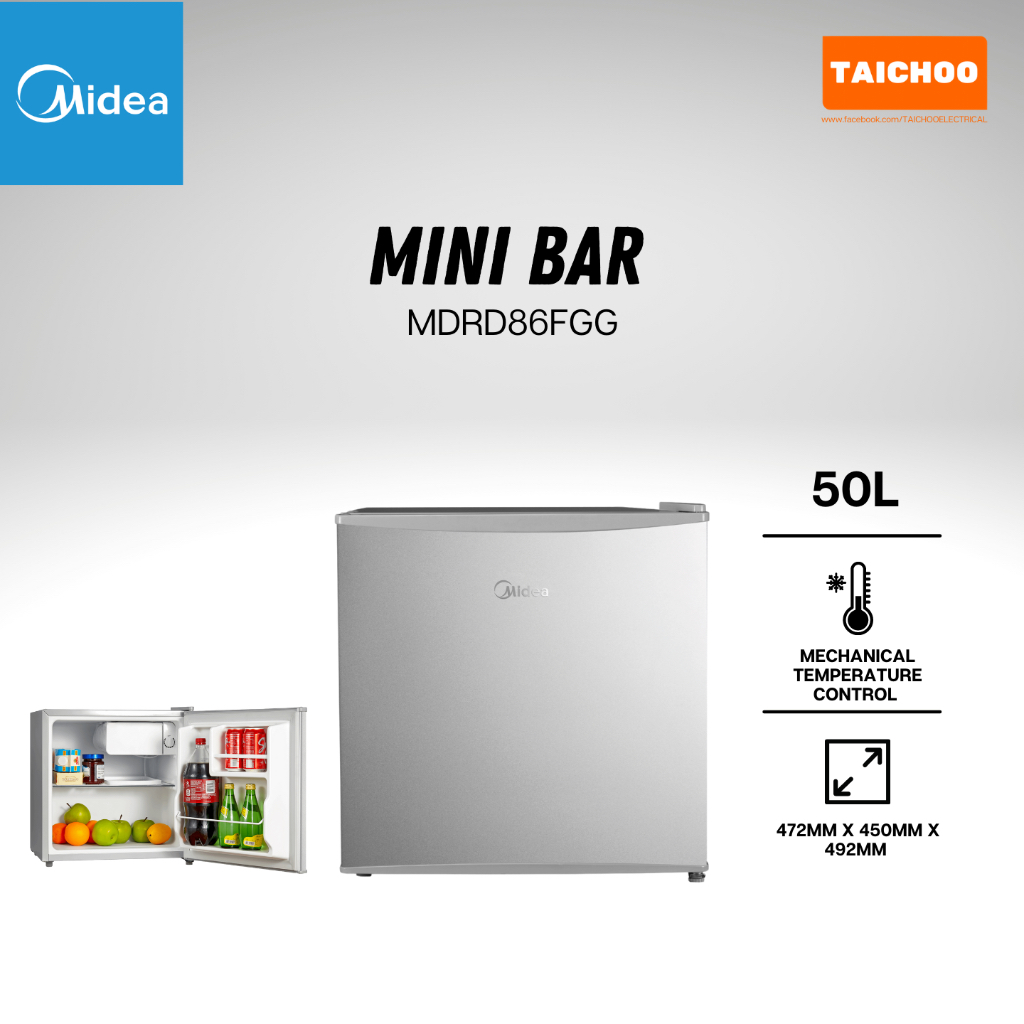 Midea Mini Bar Refrigerator 50L MDRD86FGG | Shopee Malaysia
