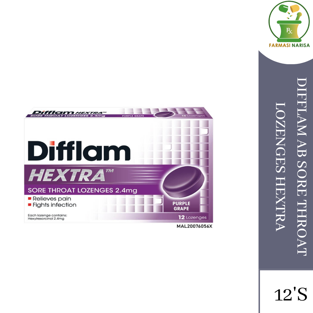 DIFFLAM HEXTRA SORE THROAT LOZENGES 2.4MG PURPLE GRAPE 12'S | Shopee ...