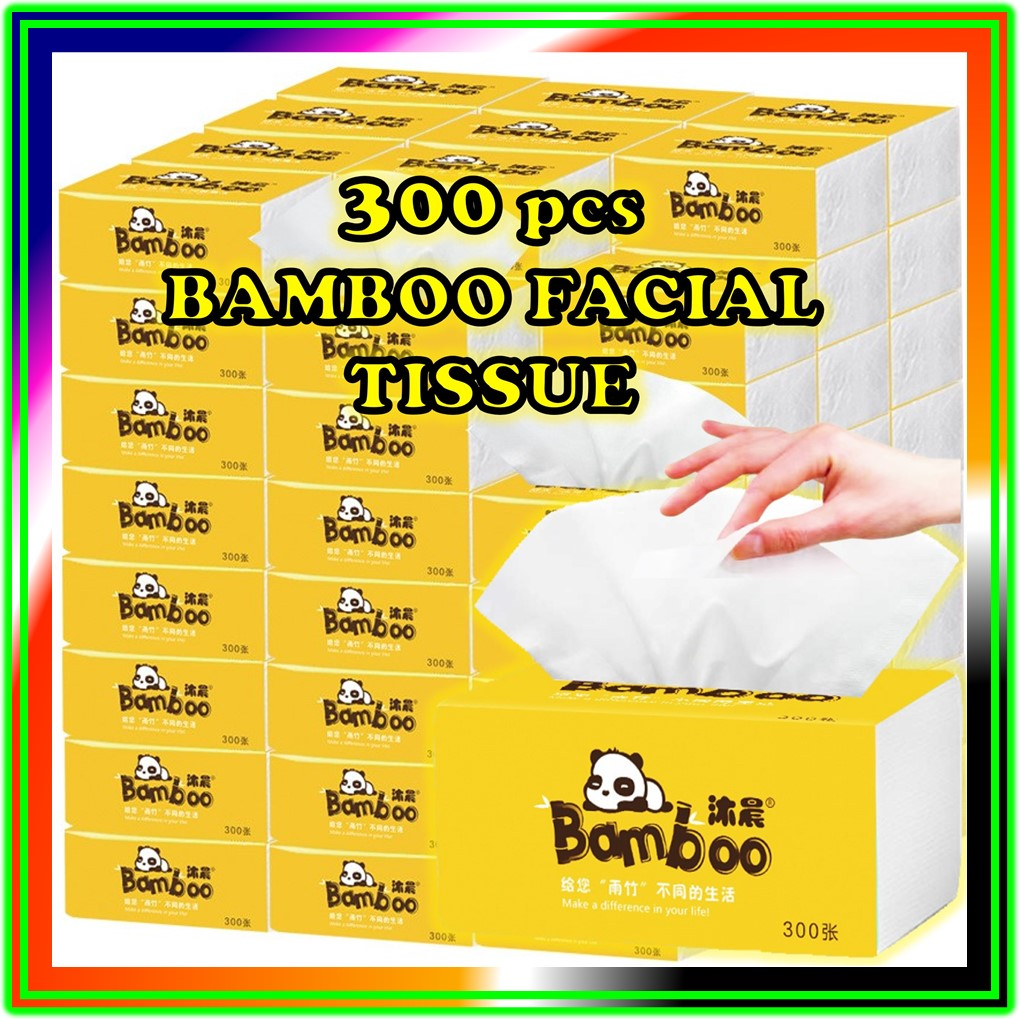 Bamboo Tissue Paper Soft Facial Tissue (300Pcs) 75 pulls x 4 ply ...