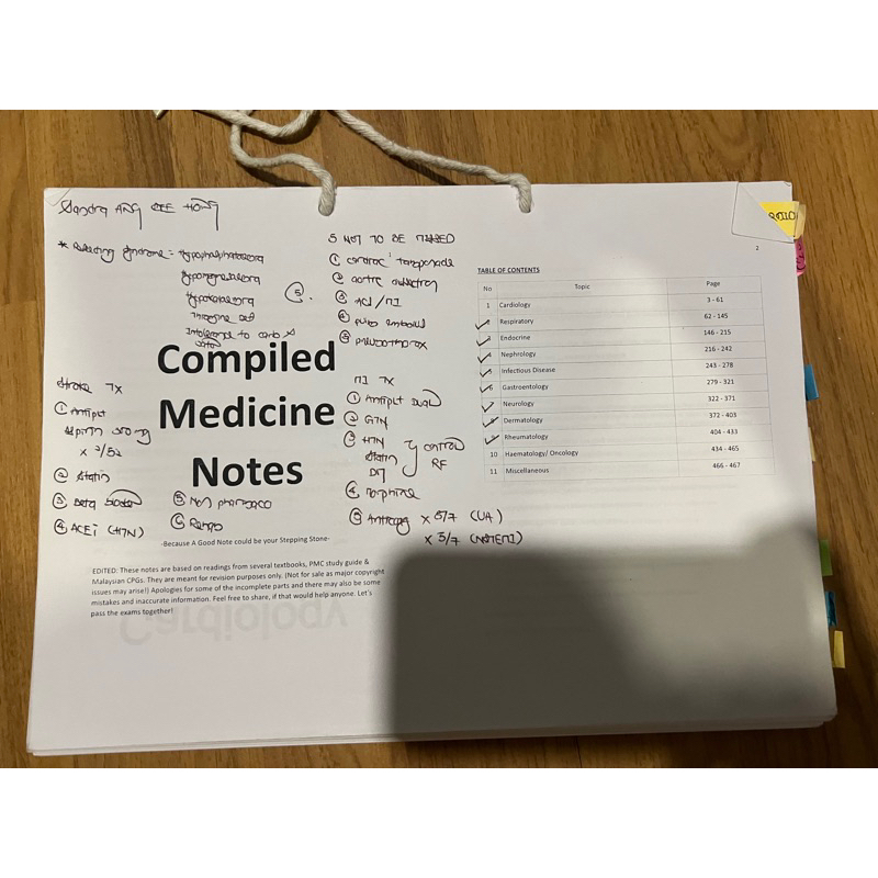 (Photocopy) Compiled Medicine Notes [Own Notes by medical class ...