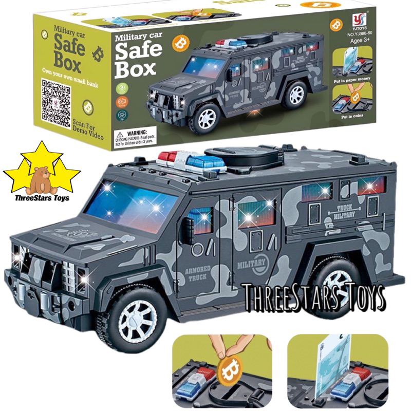 Military Car Safe Box ATM Police Car Toys Tabung ATM Machine Kids Money ...