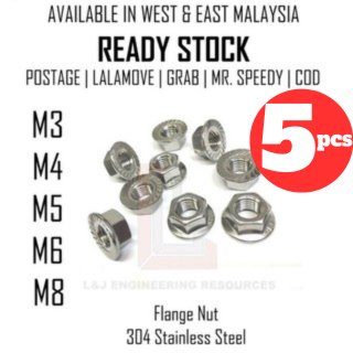 Flange Nut 304 Stainless Steel M3 M4 M5 M6 M8 M10 M12 M14 M16 SHINY ...