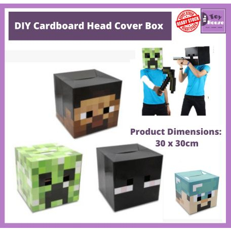 【The Toy House】⚡Ready Stock⭐Minecraft DIY Cardboard Head Cover Box ...