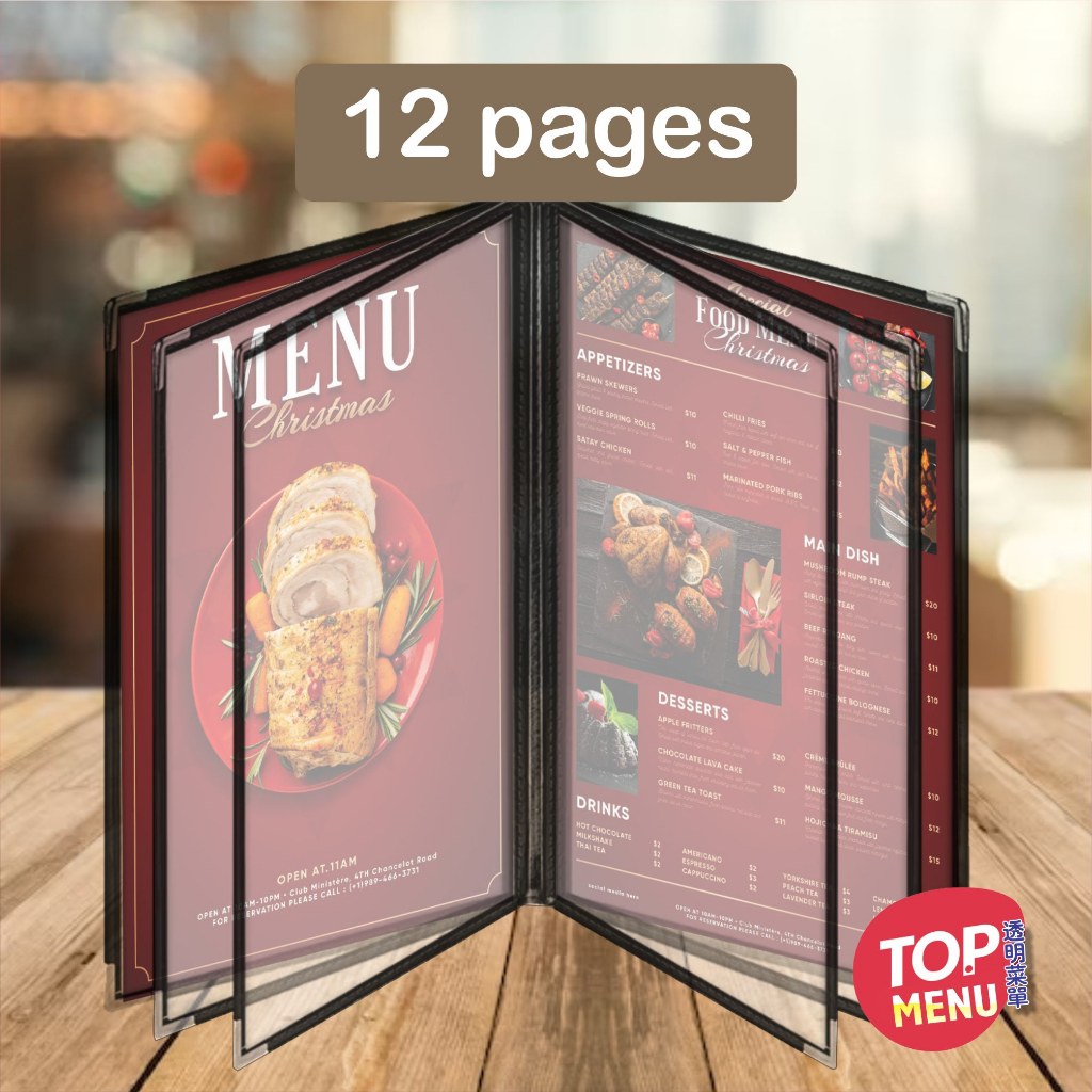 [MrTop] A4 Restaurant Cafe Transparent Clear Menu Pocket Covers ...