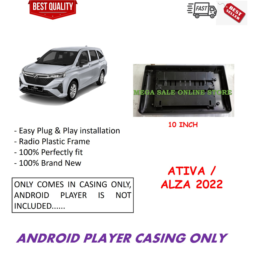 PERODUA ATIVA 2021 / ALZA 2022 / AXIA 2023 10 INCH ANDROID PLAYER ...