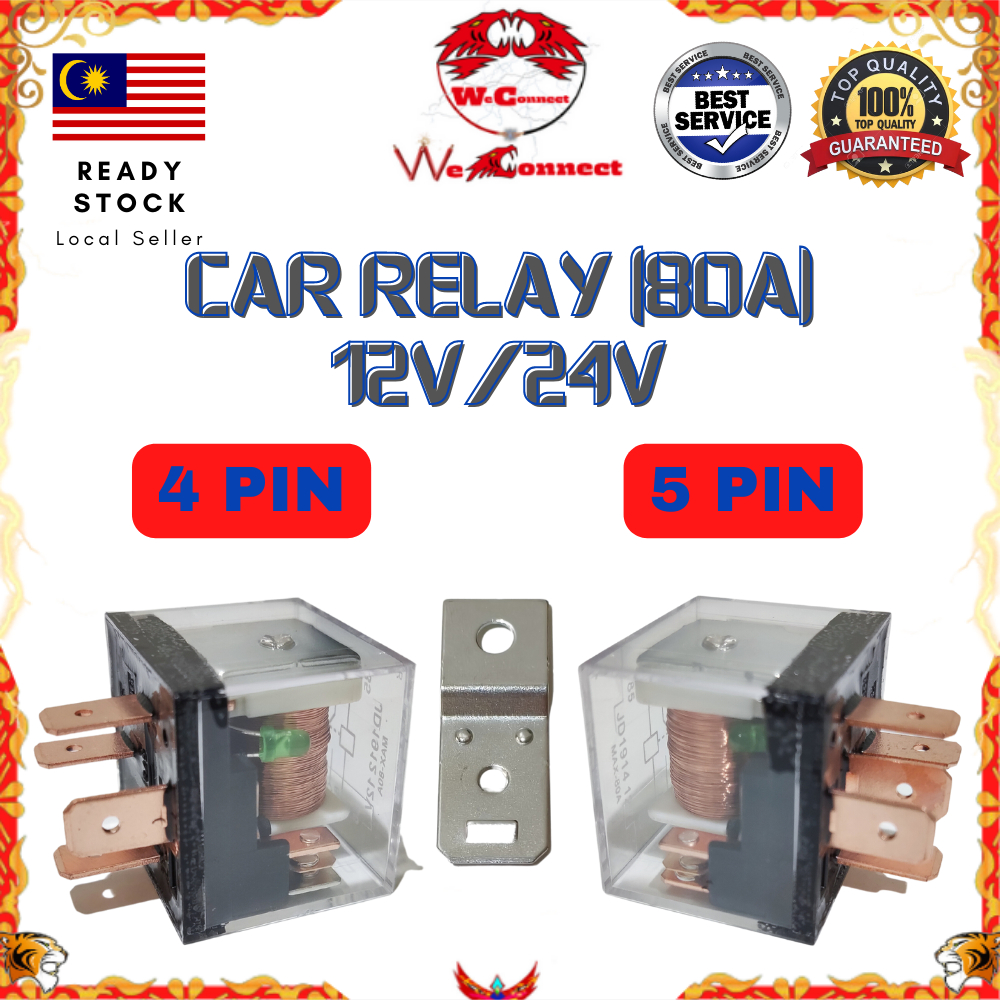 WeConnect 12V/24V (80A) Relay with LED Waterproof Universal Car Relay ...