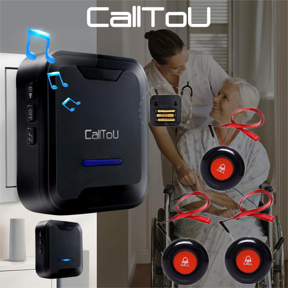 CallToU 2 Receiver 3 Buttons Pager for Elderly Pregnant Wireless IP55 ...