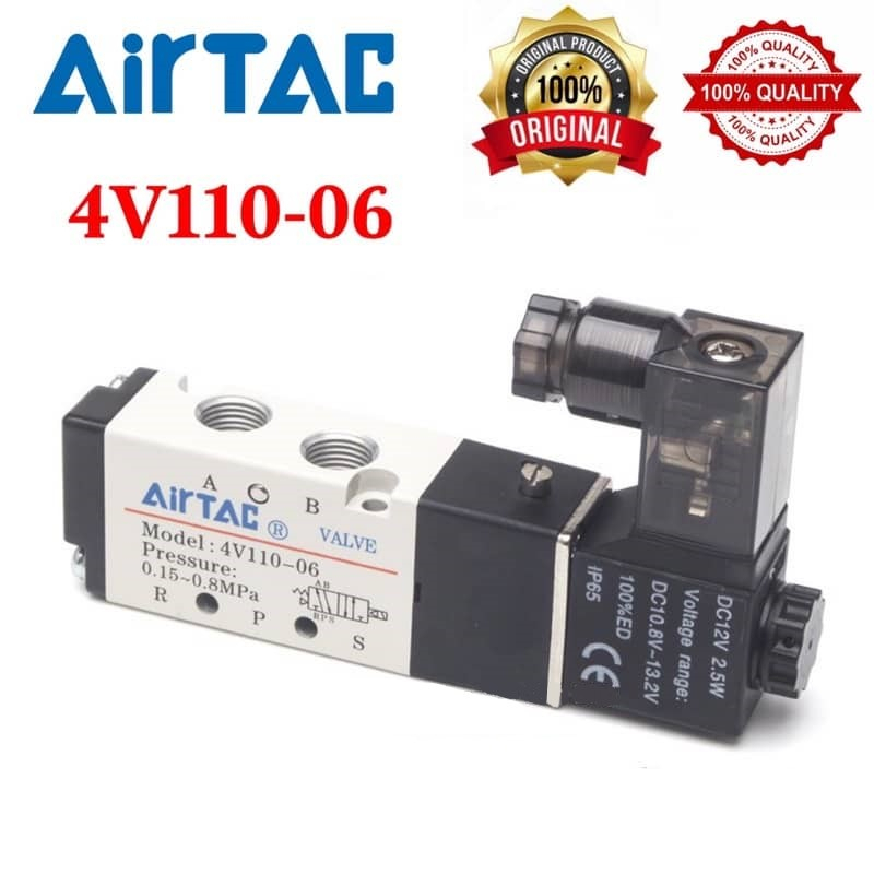 AirTAC 4V110-06 1/8” DC24V Pneumatic 5/2 Way Single Solenoid Valve | Shopee Malaysia