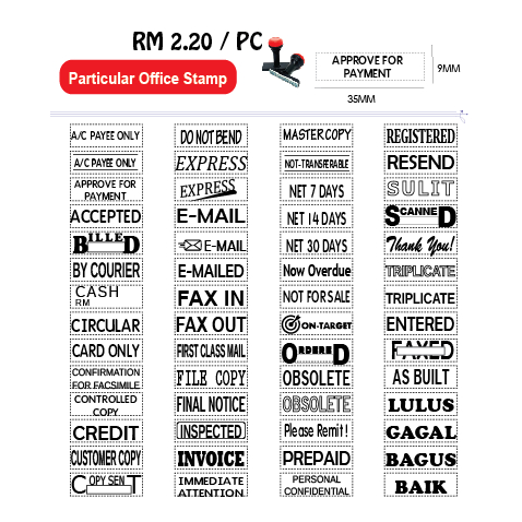 Ready Made Particular Office Rubber Stamp Chop ( 56 design) / RM 2.20 ...