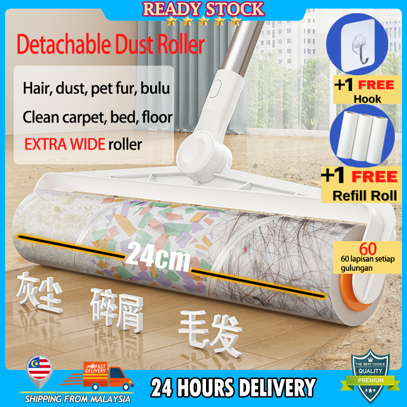 Dust roller Detachable Long Pole Sticky Lint Roller roller stick dust ...